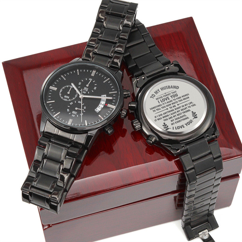 Men's Black Chronograph Watch / Anniversary /birthday Gift/ Chronograph ...