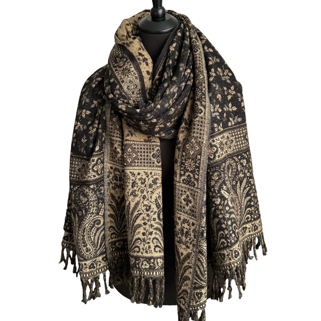 Tibetan 'yak Woo'l Blanket Soft Oversized Black Shawl, Warm Shawl, High ...