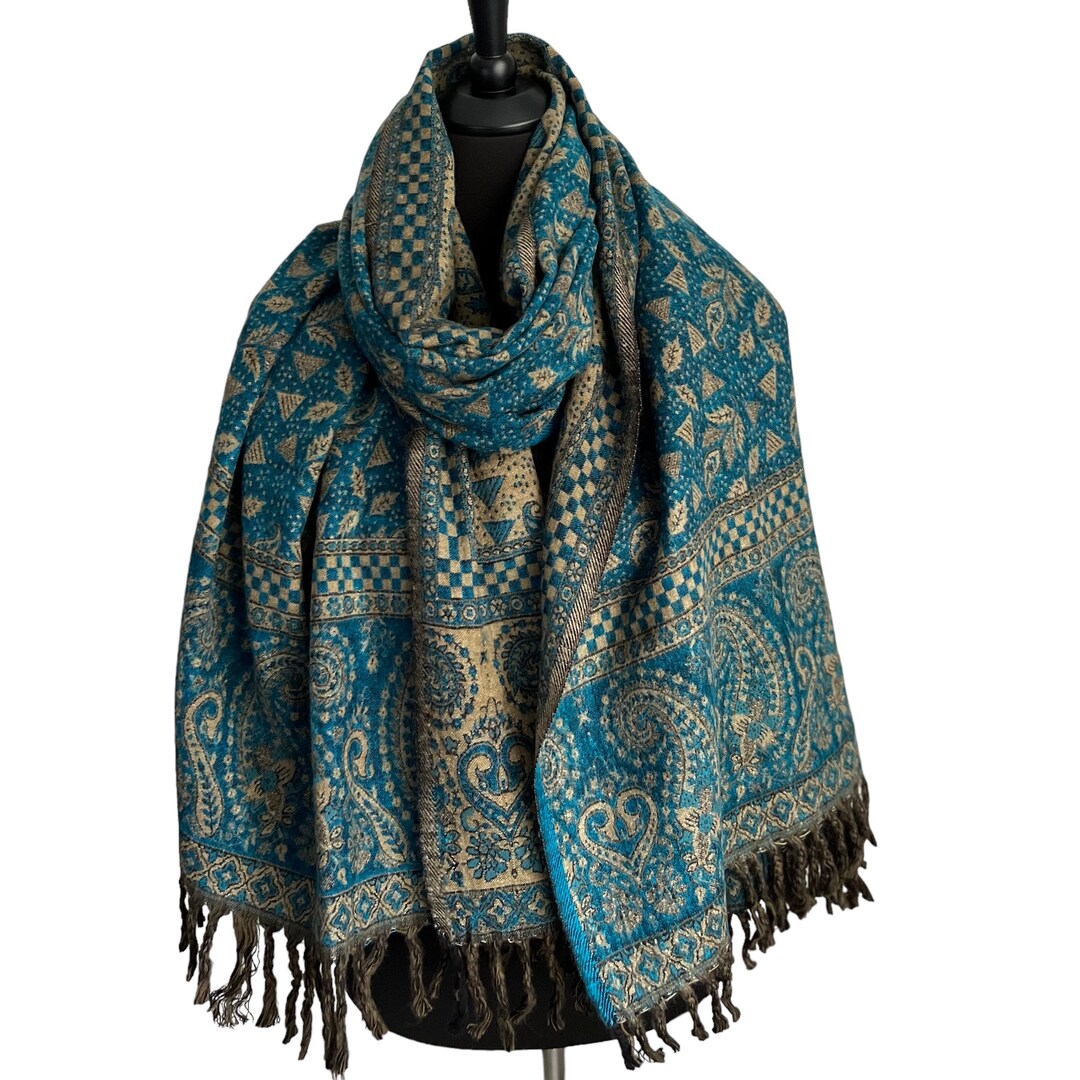 Tibetan 'yak Wool' Blanket Soft Oversized Blue Shawl - Etsy