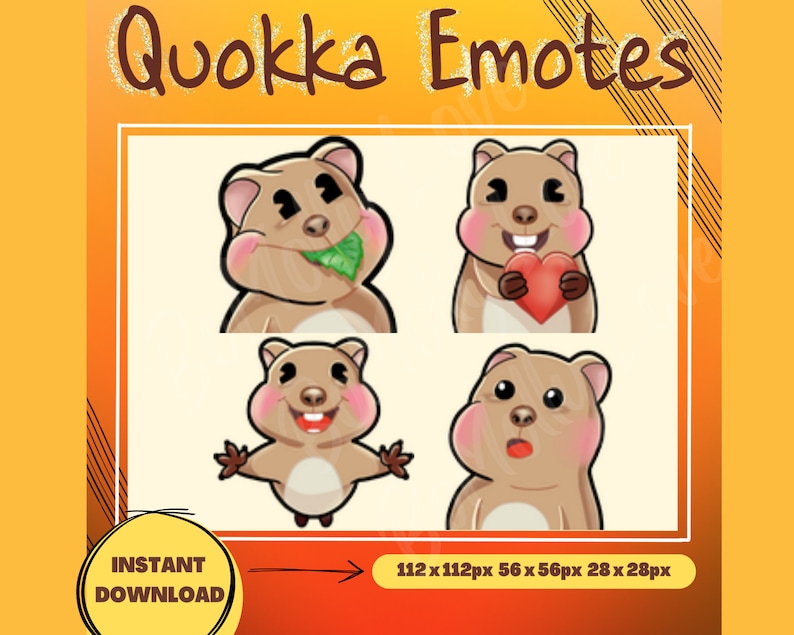 Quokka Emotes/shocked Emote - Kawaii/cute/ Happy Quokka/ Twitch ...