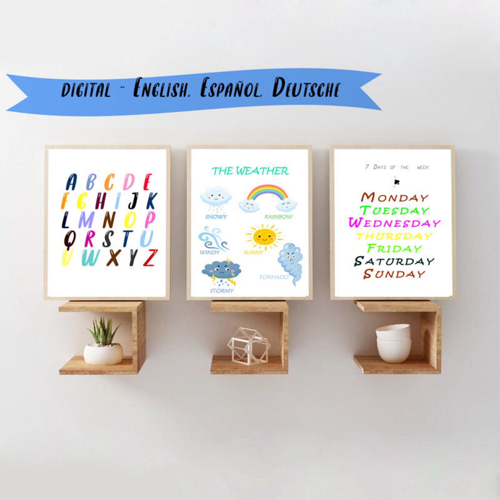 Educational Prints, Set of 6 Preschool Posters, Classroom Decor ...