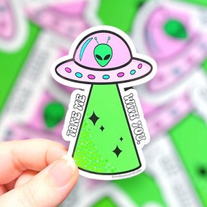 UFO Sticker, Alien Sticker, Vinyl Sticker - Etsy