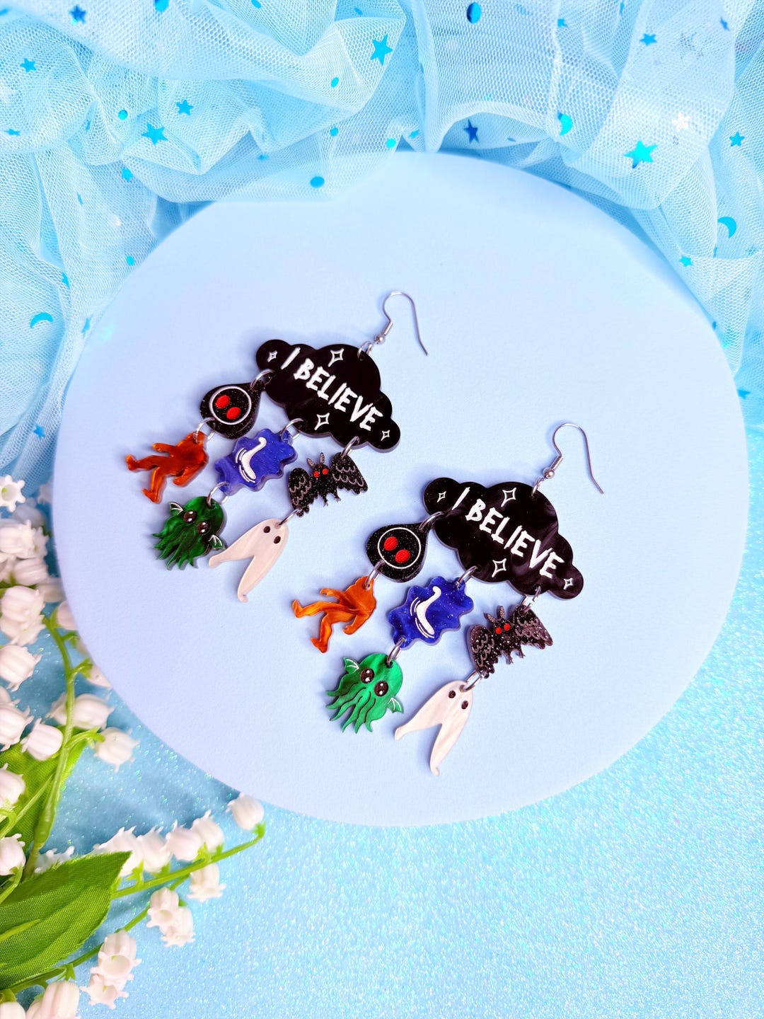 Cryptid Lover Drops Acrylic Earrings, Cryptid Gifts, Cryptid Earrings ...