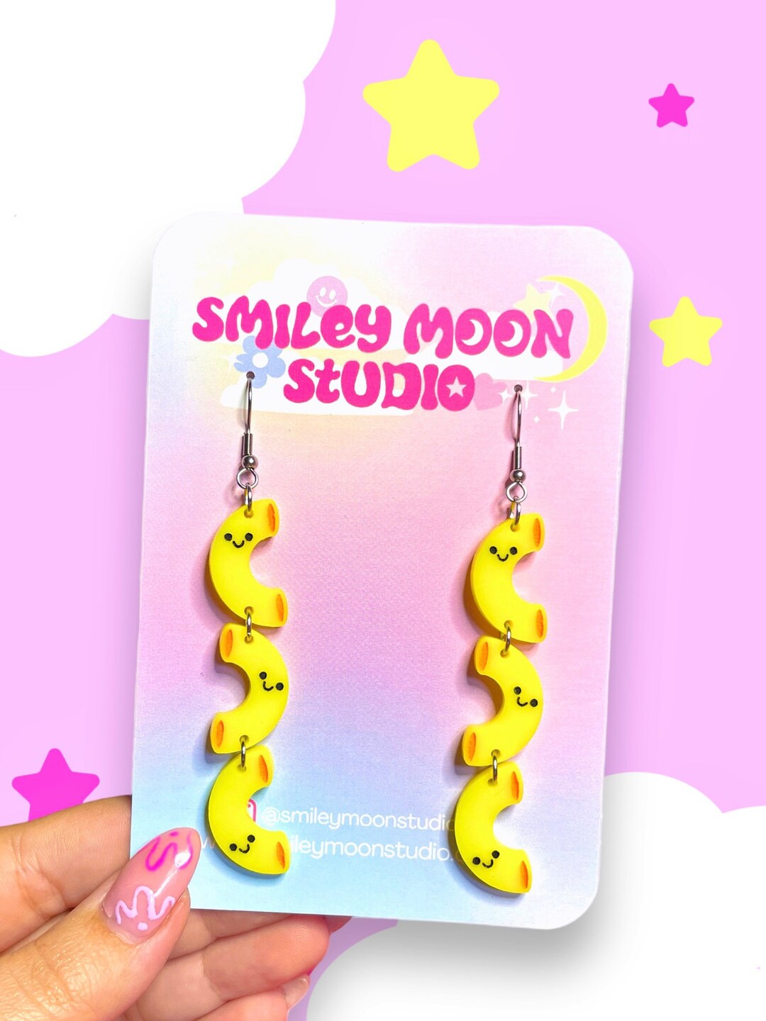 Mac and Cheese Earrings, Macaroni Noodle Acrylic Earrings, Food Laser ...
