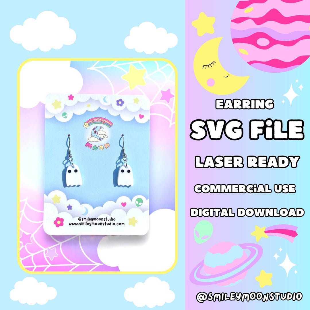 Mini Ghost Earrings SVG, Laser Ready SVG, Acrylic Earring SVG ...