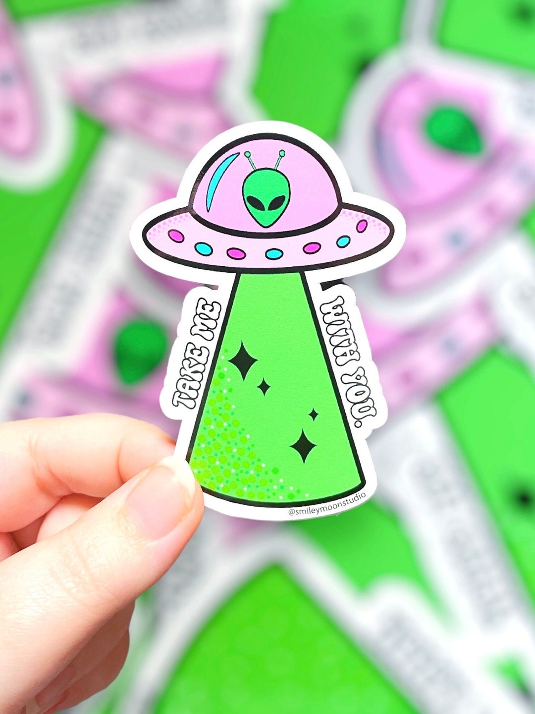 UFO Sticker, Alien Sticker, Vinyl Sticker - Etsy