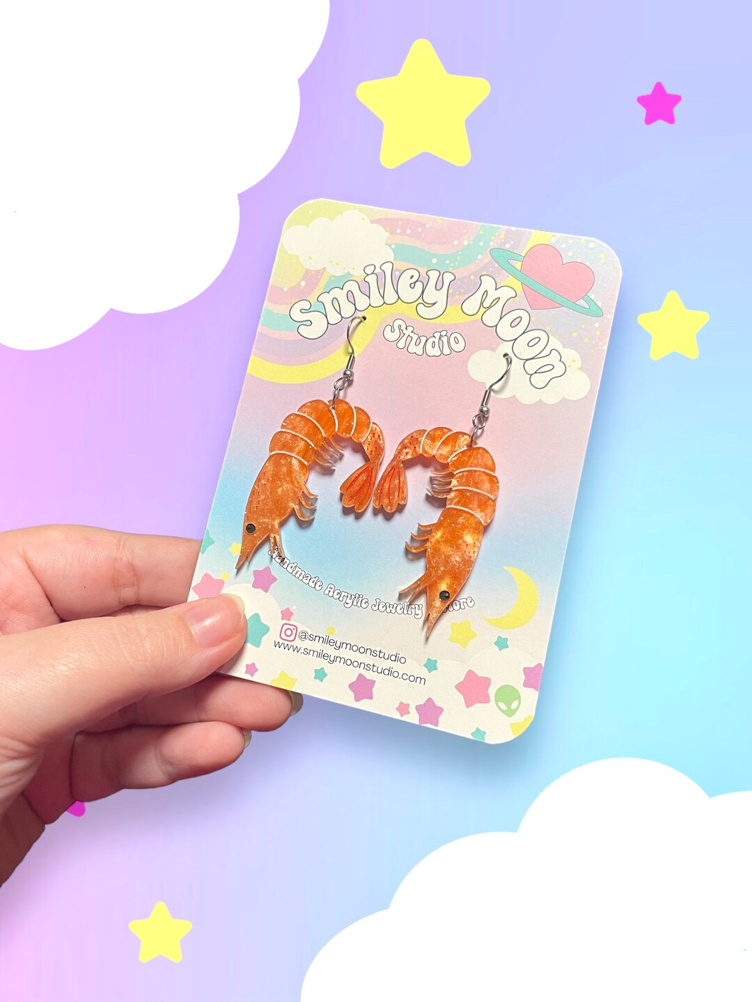 Shrimp Acrylic Earrings, Shrimp Gifts , Laser Cut Acrylic Art, Ocean ...