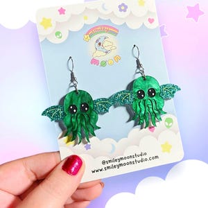 Cthulhu Acrylic Earrings, Cryptid Earrings, Laser Cut Acrylic Earrings ...