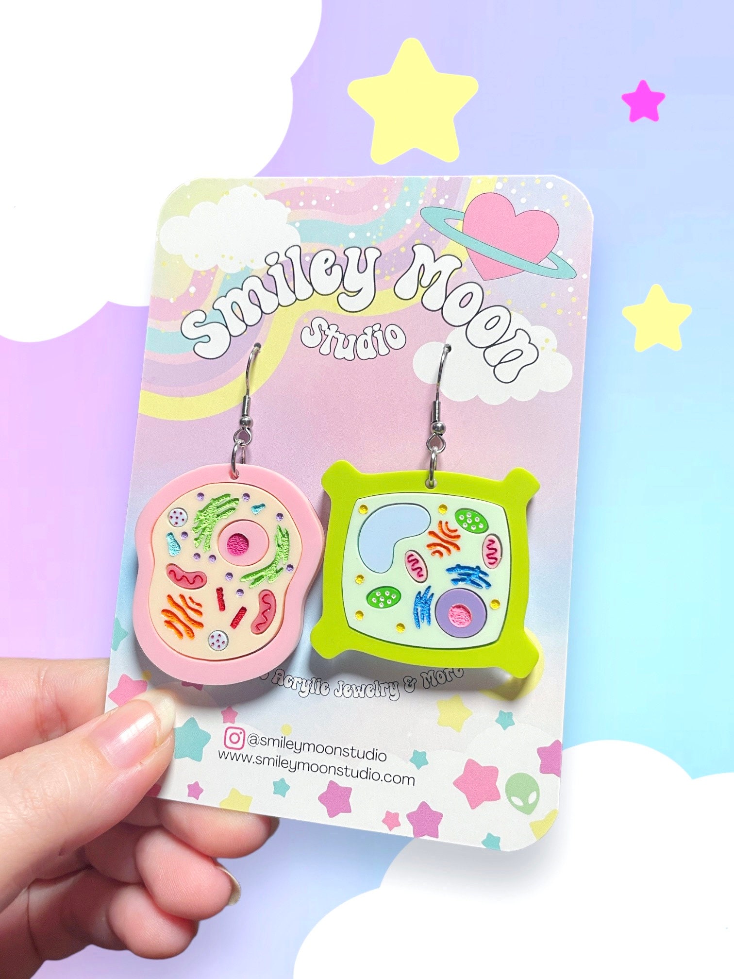 Plant and Animal Cell Earrings, Acrylic Science Earrings - Etsy
