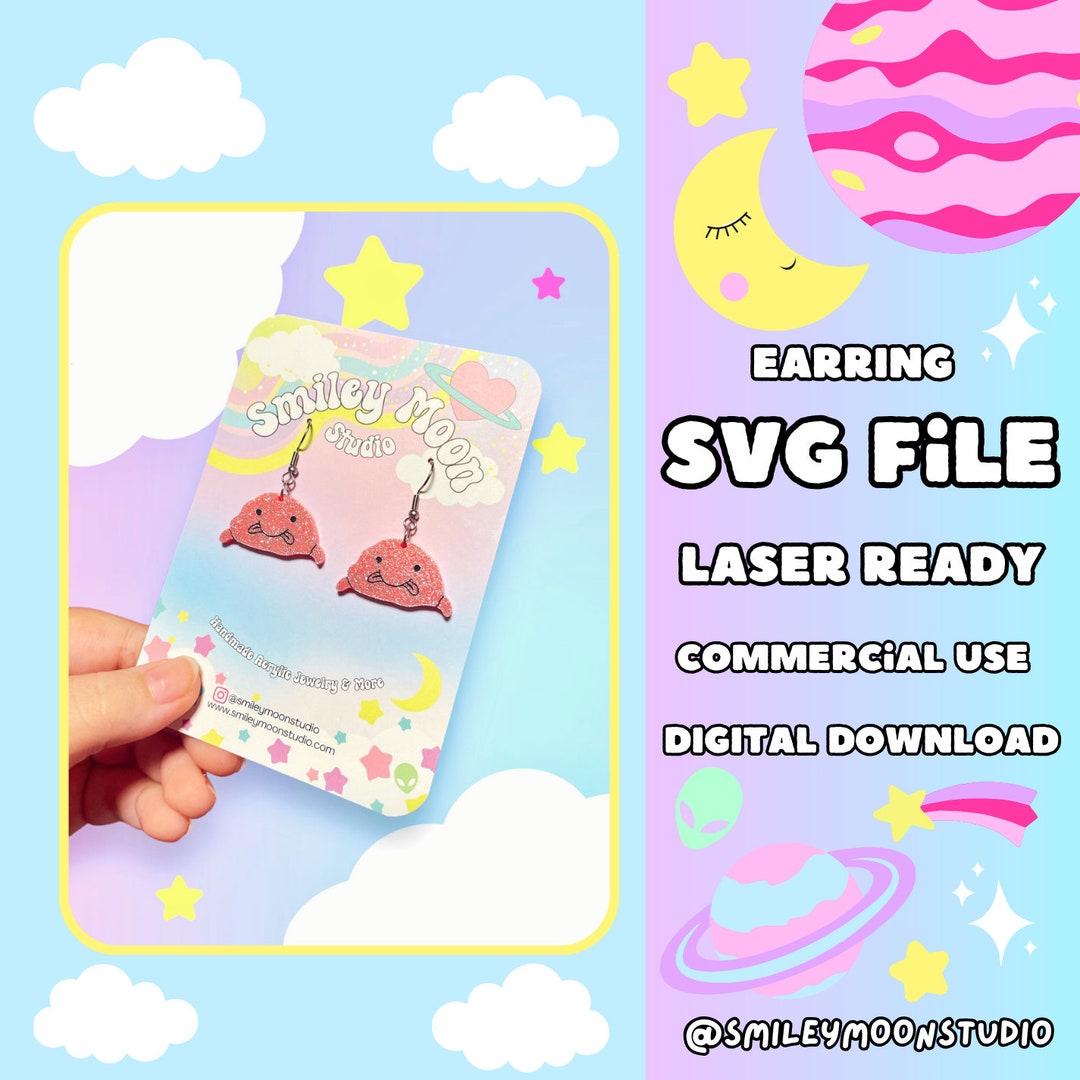 Blobfish Earring SVG, Laser Ready SVG, Acrylic Earring SVG, Glowforge ...