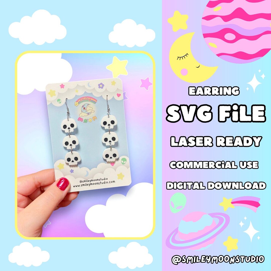 Skull Stack Earrings SVG, Laser Ready SVG, Acrylic Earring SVG ...