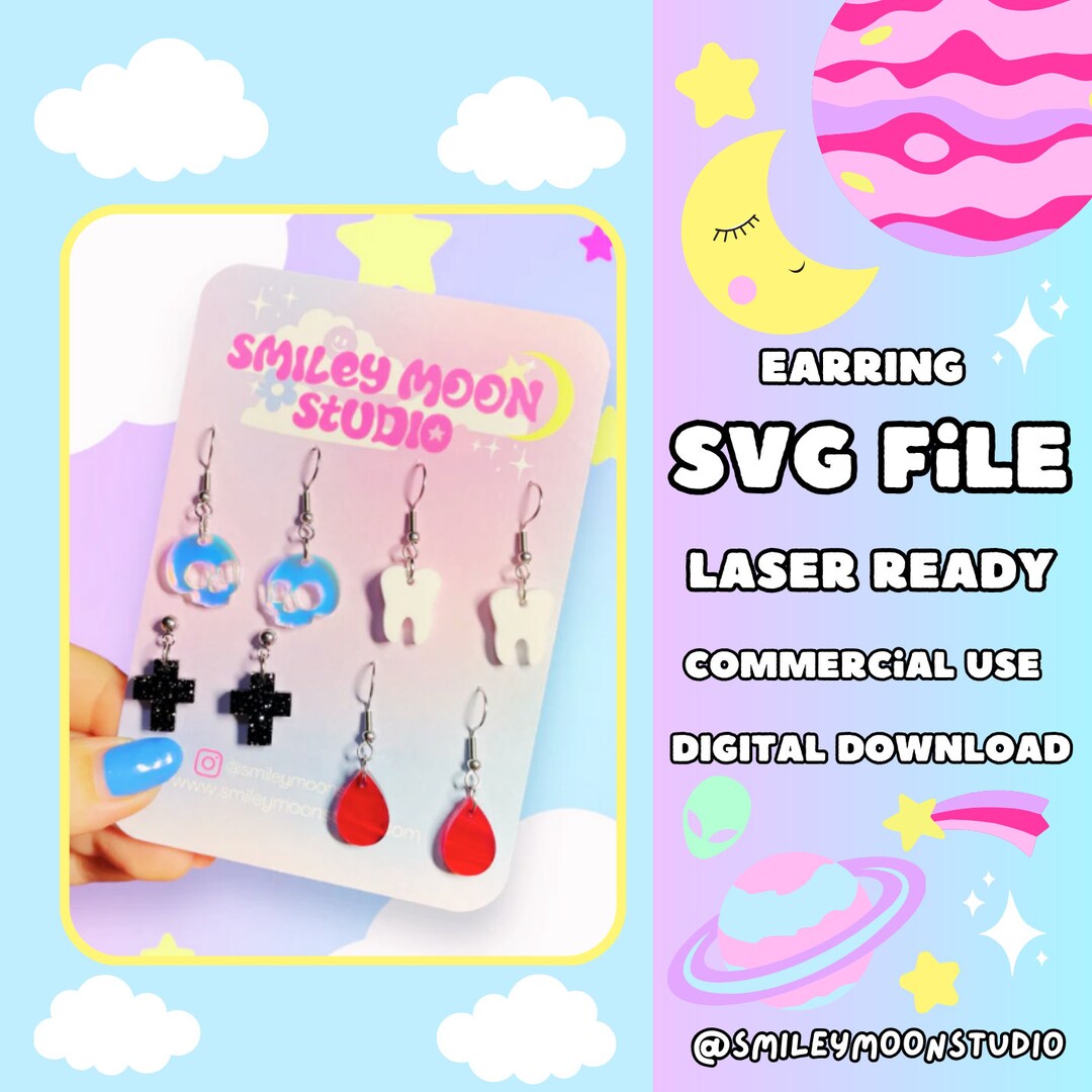 Goth Earrings SVG, Laser Ready SVG, Acrylic Earring SVG, Glowforge ...