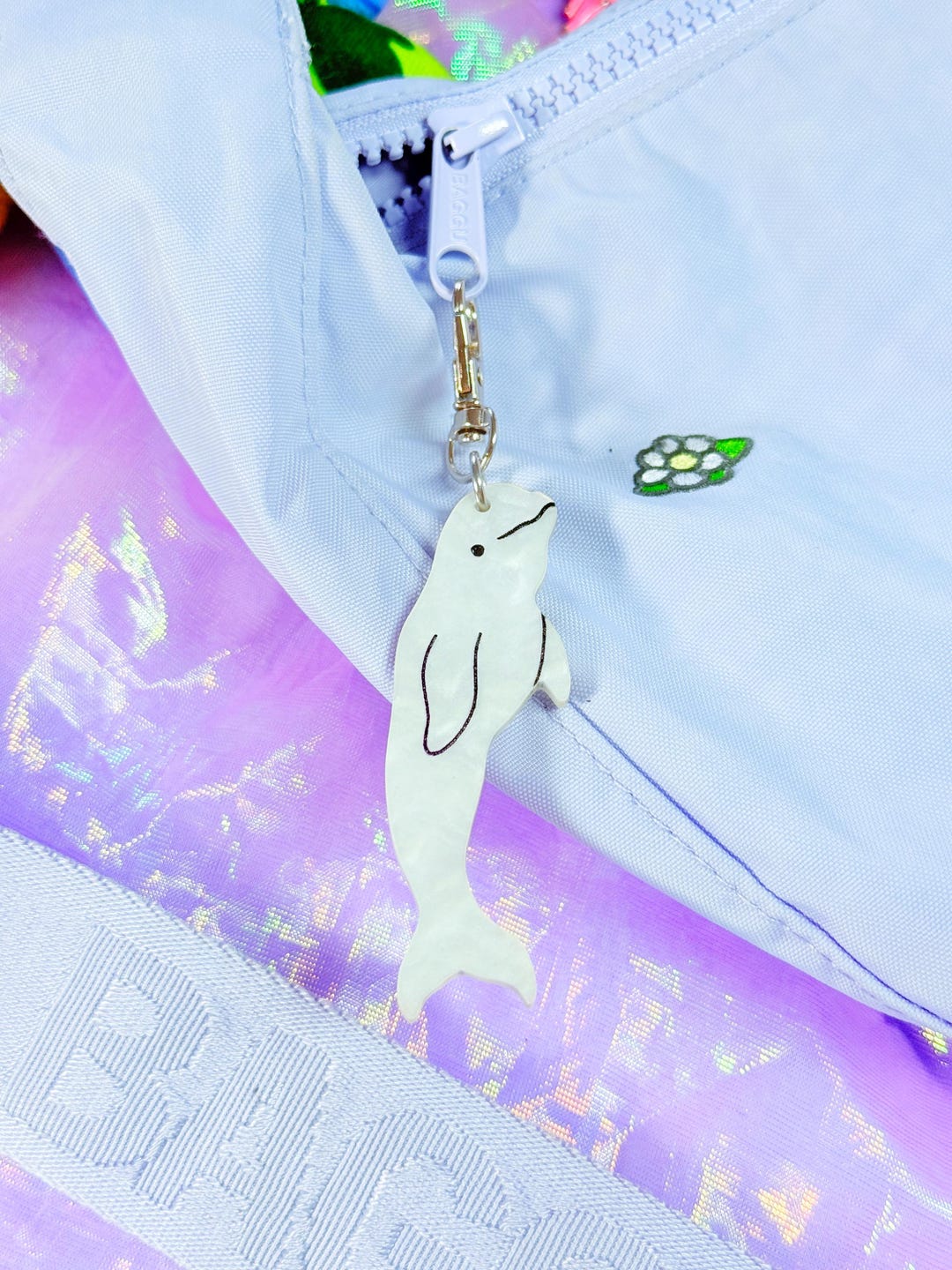 Beluga Bag Charm, Laser Cut Acrylic Sea Creature Keychain, Marine ...