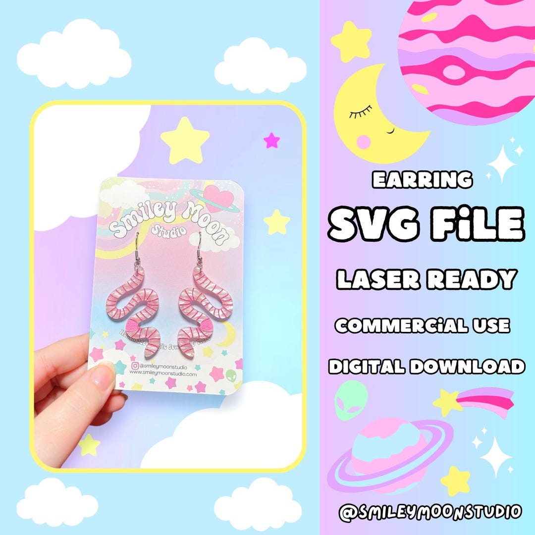 Earthworm Earrings SVG, Laser Ready SVG, Acrylic Earring SVG, Glowforge ...