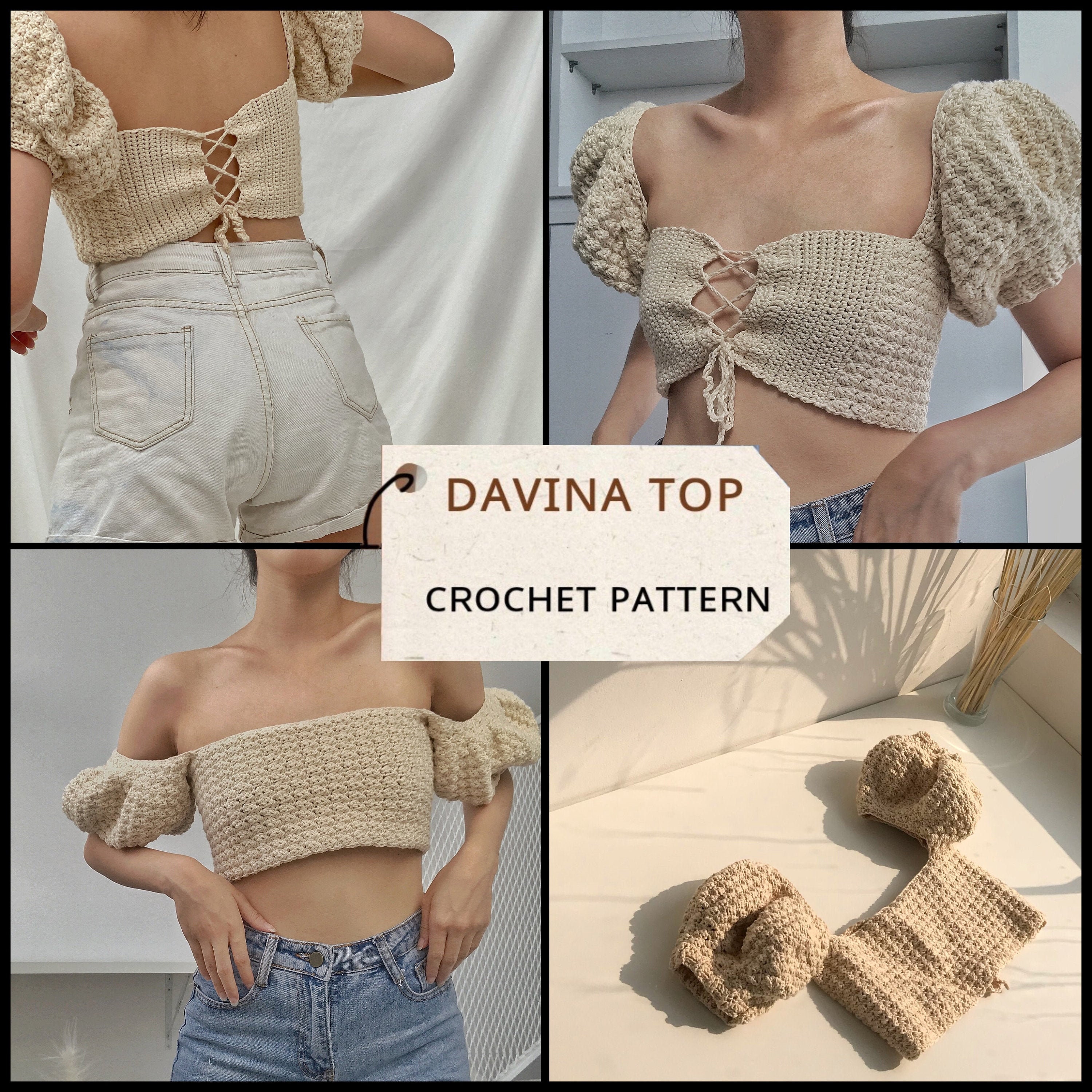 Davina Puff Sleeves Top Crochet Pattern Etsy