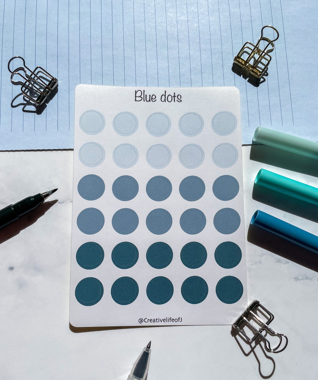 Blue Dots Sticker Sheet Bullet Journal Stickers Journal - Etsy