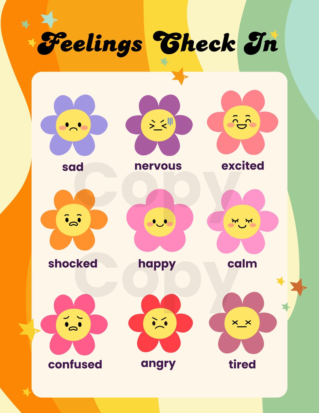 Flower Feelings Check-in Chart - Etsy