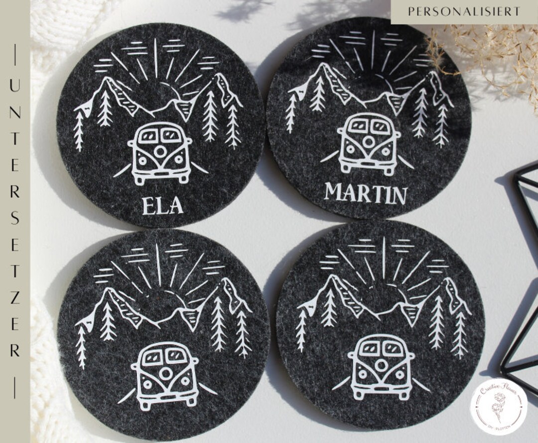 Personalized Camping Coasters Motorhome Camping Glass Coasters Caravan ...