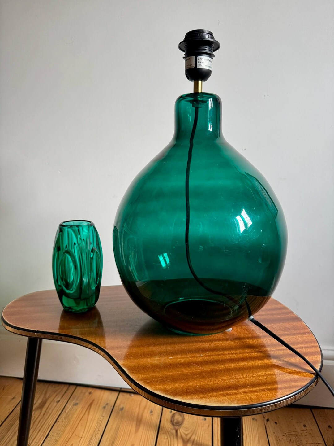 Large Vintage Teal Glass Table Lamp Made in Portugal - Etsy