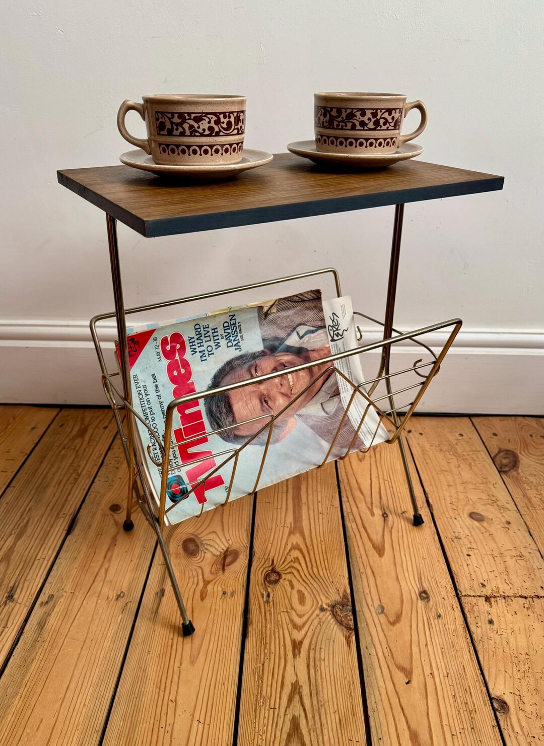 Vintage Magazine Rack With Shelf / Record Storage - Etsy