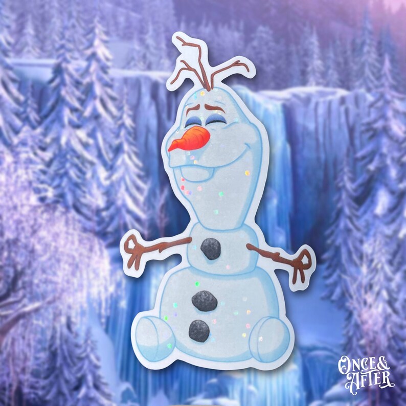 Olaf Frozen Vinyl Sticker Zen Glitter Rainbow Waterproof - Etsy