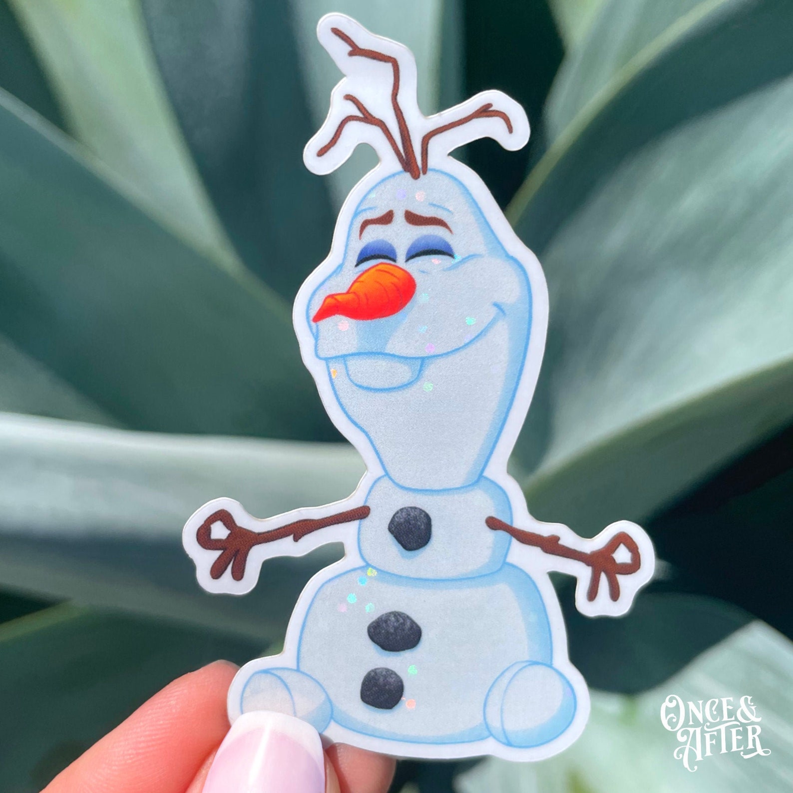 Olaf Frozen Vinyl Sticker Zen Glitter Rainbow Waterproof - Etsy