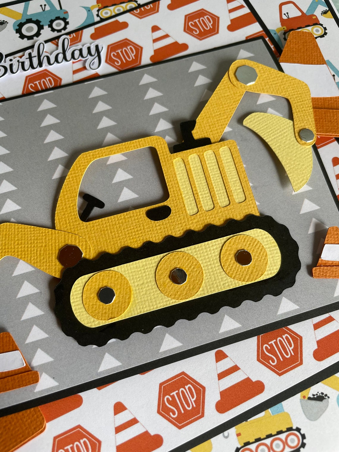 Childrens digger card truck birthday card boys birthday | Etsy