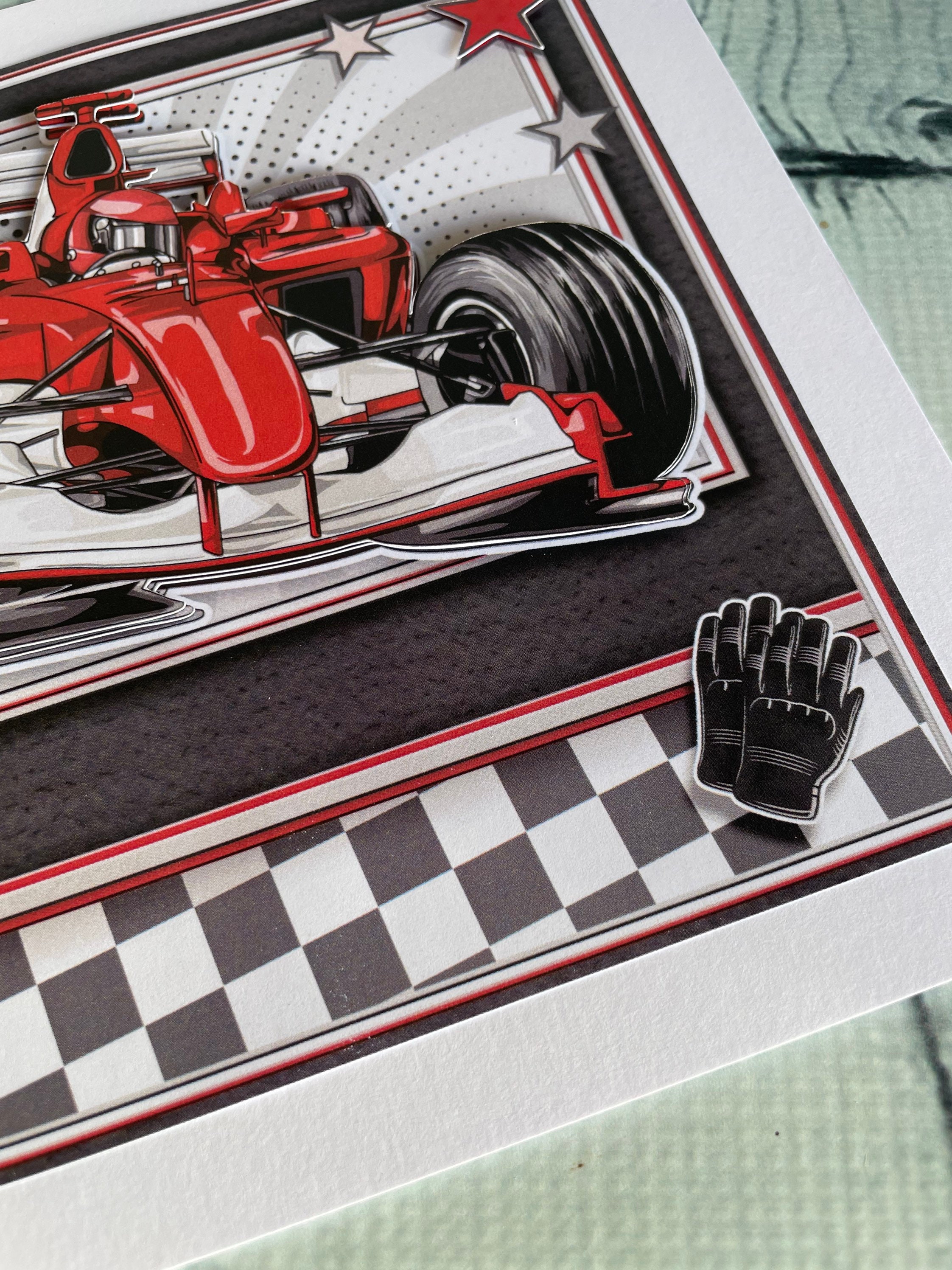 Racing Car Birthday Card Any Age Card Boys Birthday Card - Etsy UK