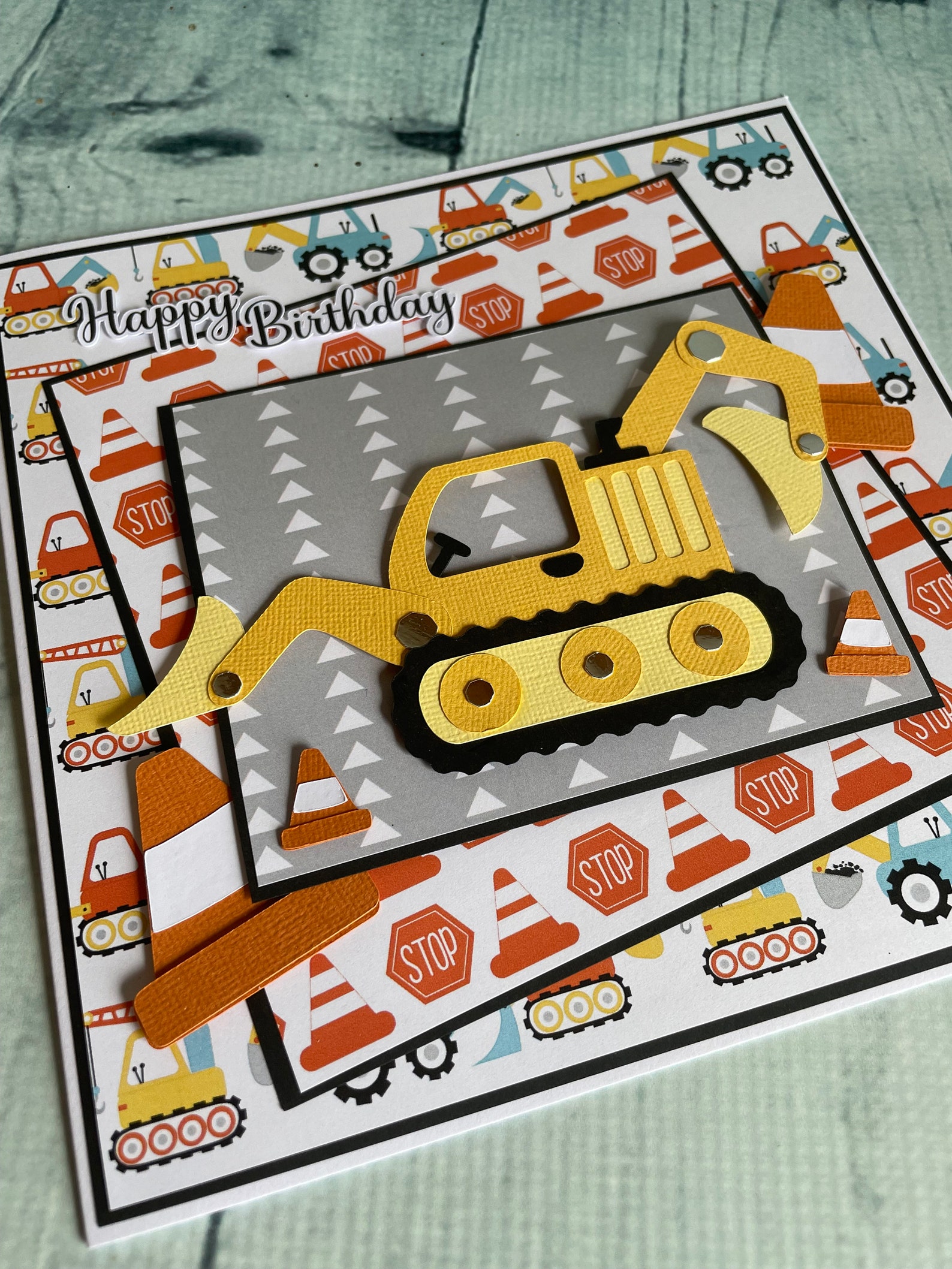 Childrens digger card truck birthday card boys birthday | Etsy