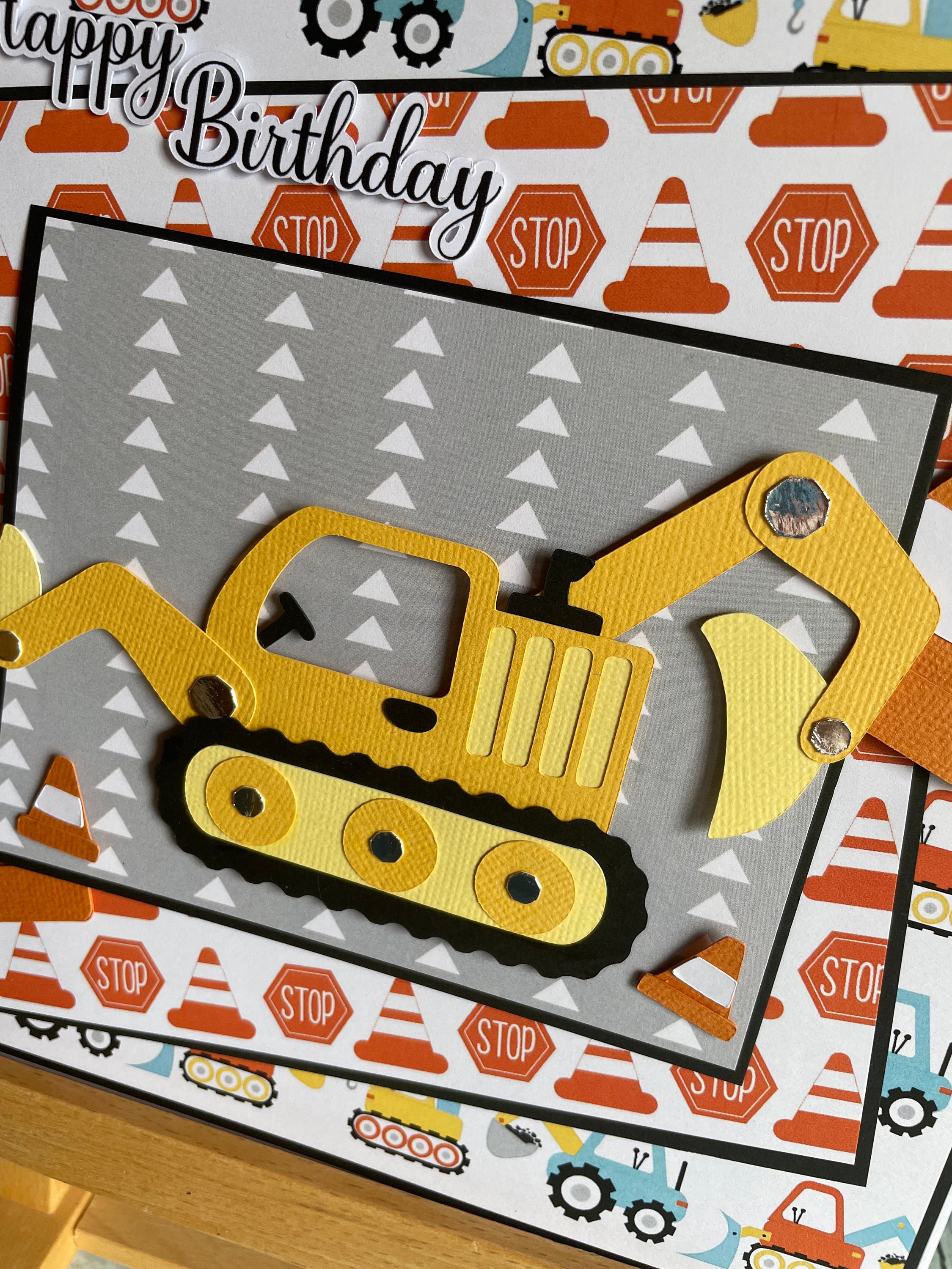Childrens digger card truck birthday card boys birthday | Etsy