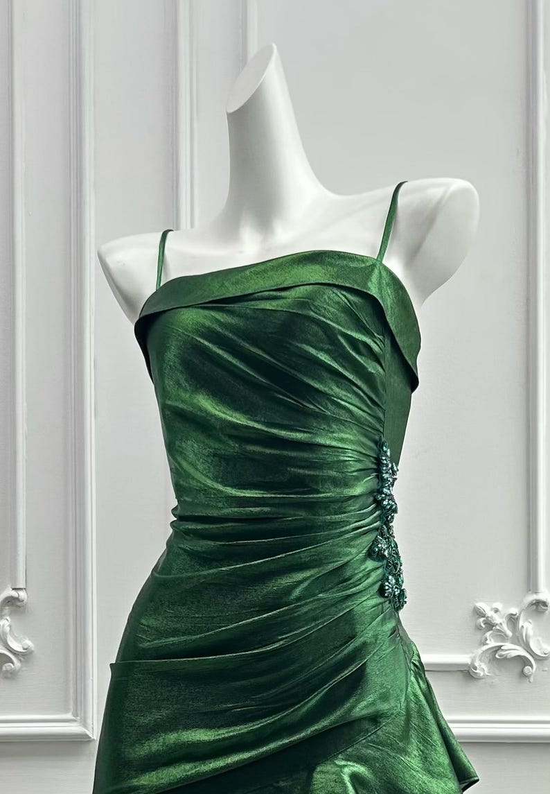 Dark Green in the Forest Beading Prom Dress - Etsy UK