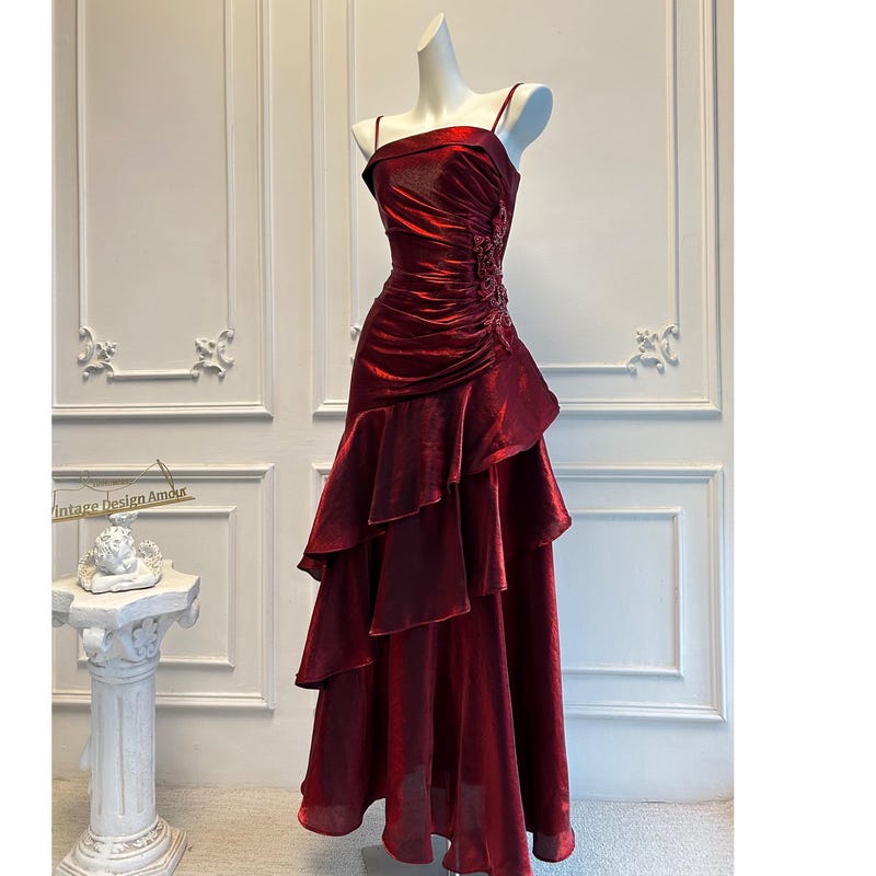 Vintage Dresses Burgundy - Etsy