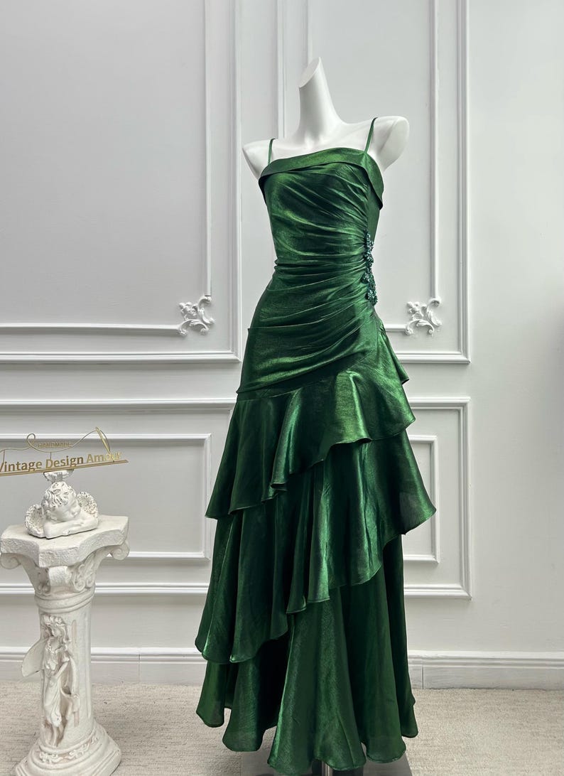Dark Green in the Forest Beading Prom Dress - Etsy UK