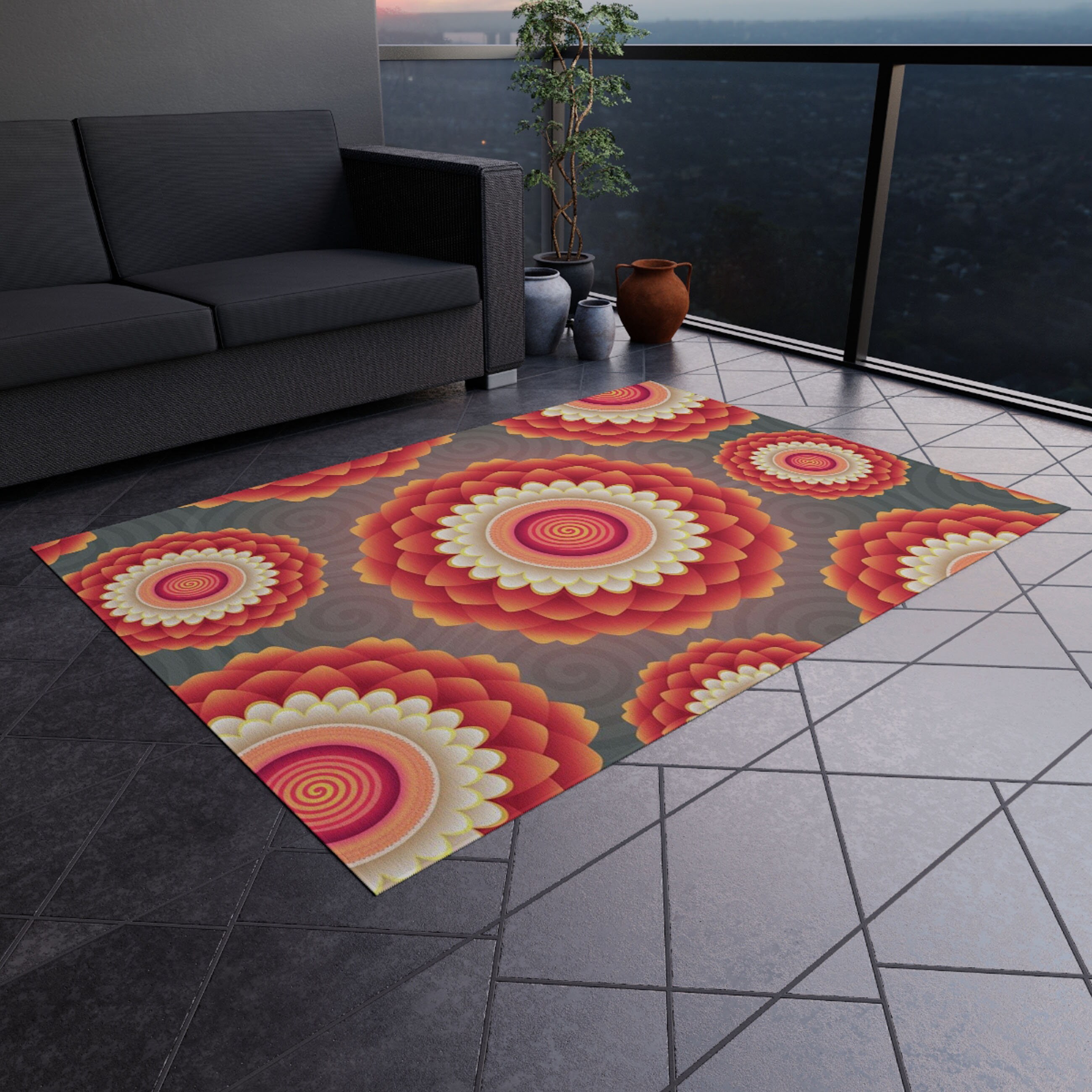 Unique Collection Colorful Outdoor Rug, Abstract, Modern Area Rug ...