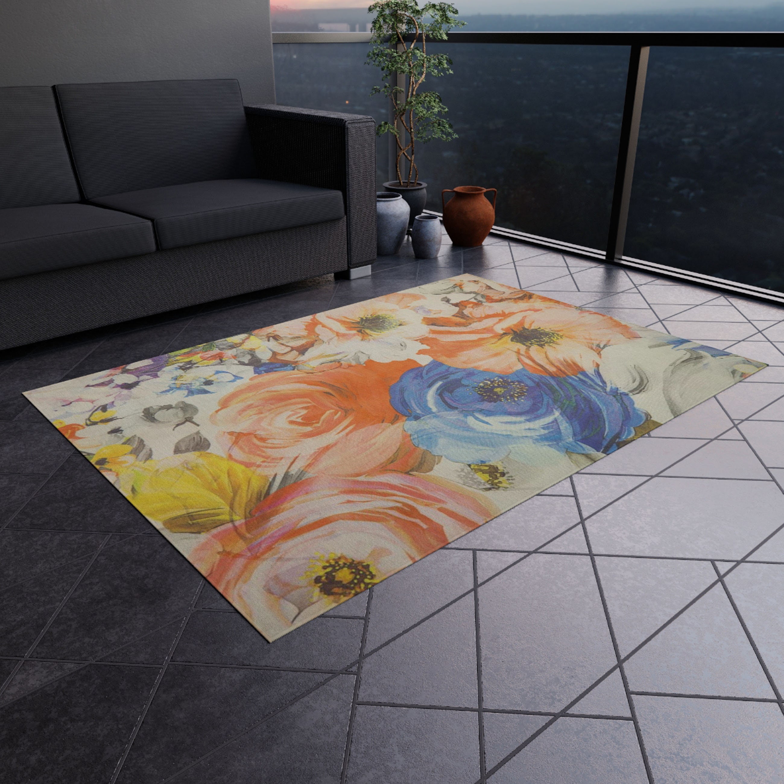 Unique Collection Colorful Outdoor Rug, Abstract, Modern Area Rug ...