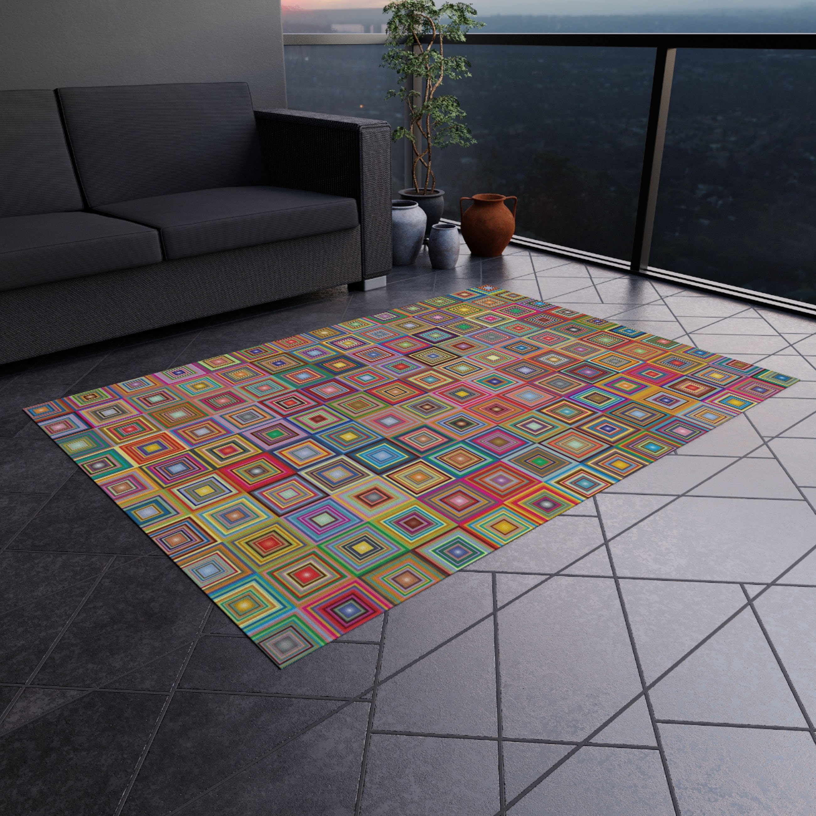 Unique Collection Colorful Outdoor Rug, Abstract, Modern Area Rug ...