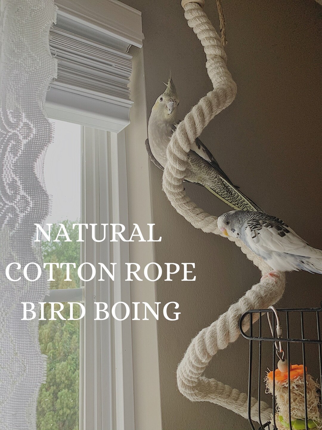 Pet Bird Boing/bendable Cotton Rope Perch for Small to Medium Size ...