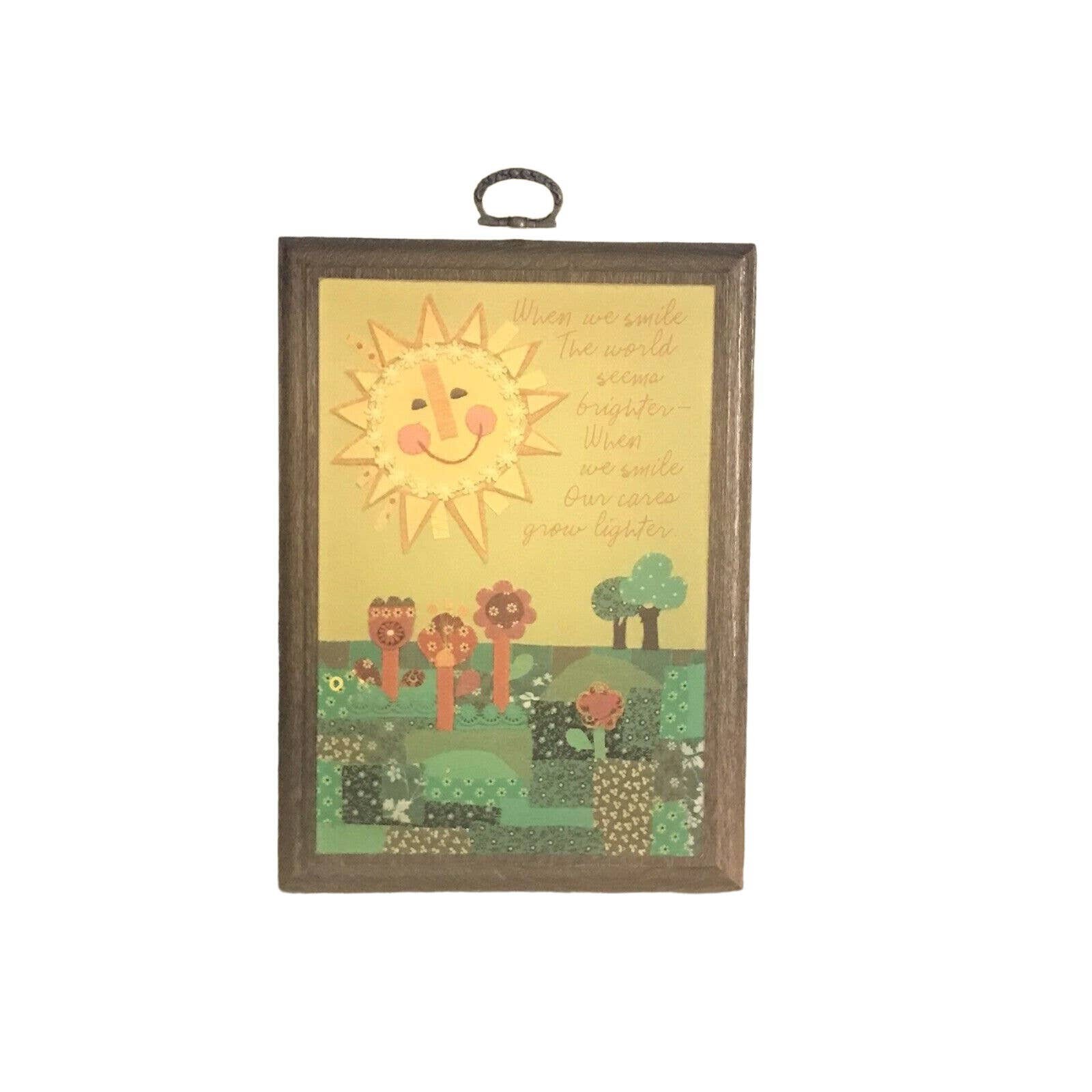 Vintage Wood Wall Art Plaque 60s 70s Sun Patchwork Nursery - Etsy