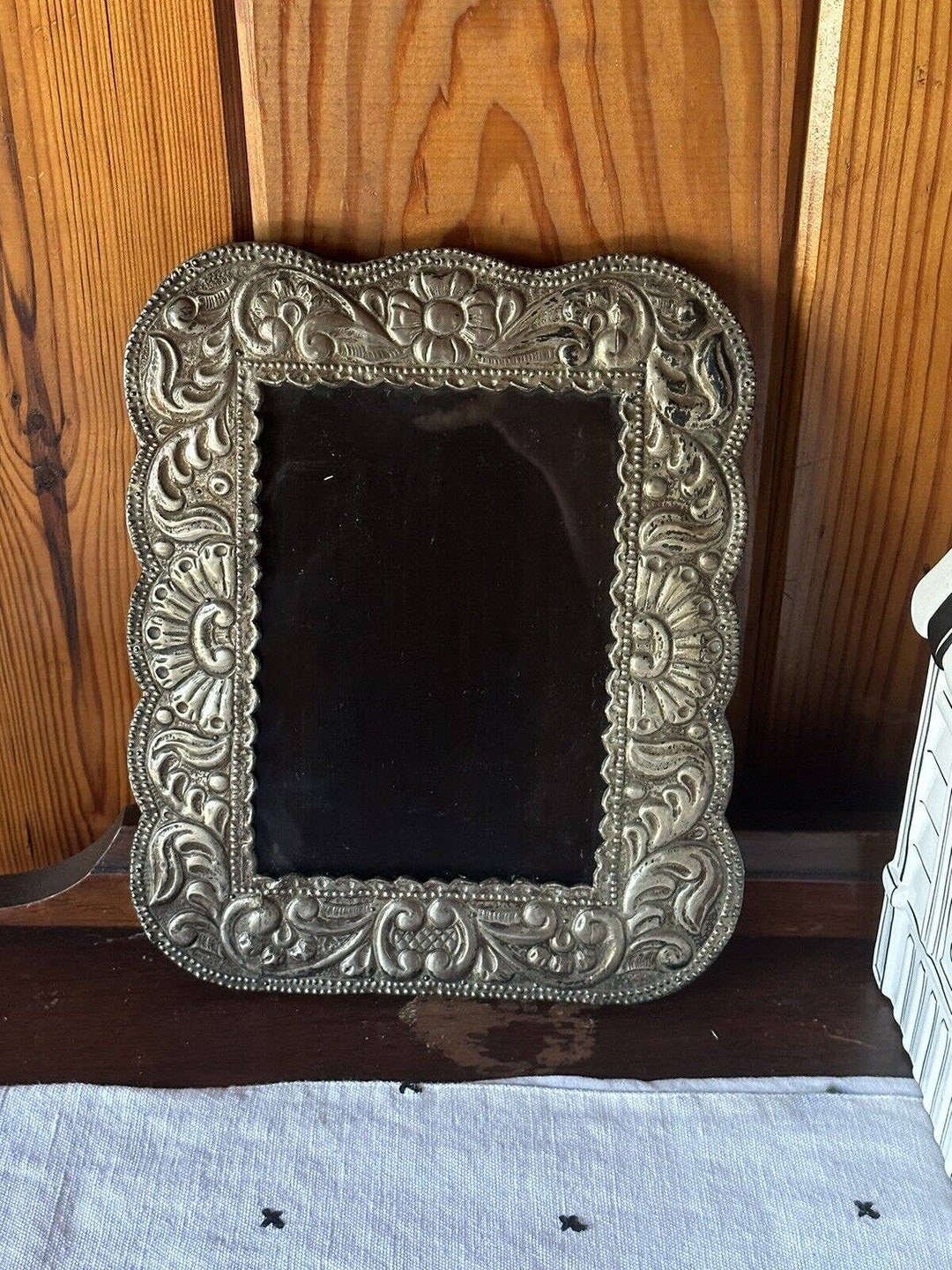 Vintage Antique Repousse Picture Photo Frame Silver Tin Read ...