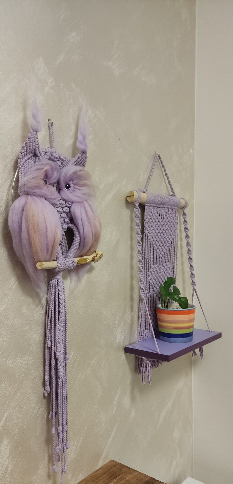 Macrame Owl With Wool Wings - Etsy