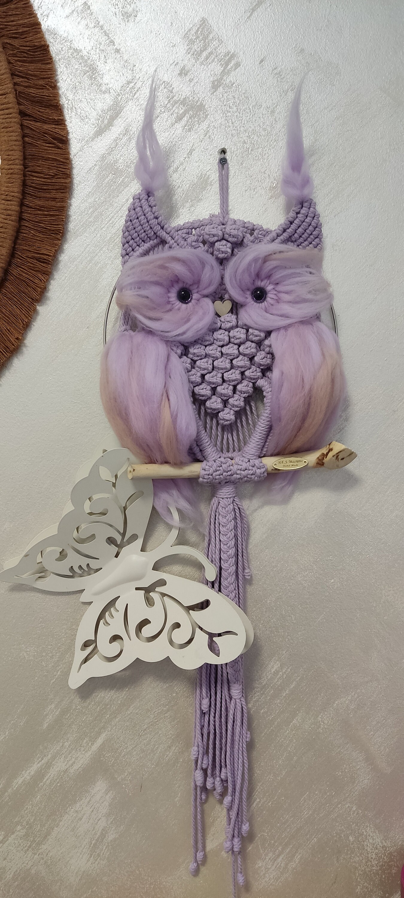 Macrame Owl With Wool Wings - Etsy