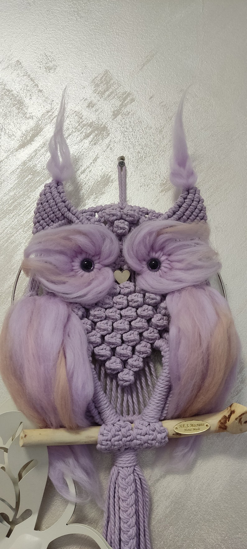 Macrame Owl With Wool Wings - Etsy