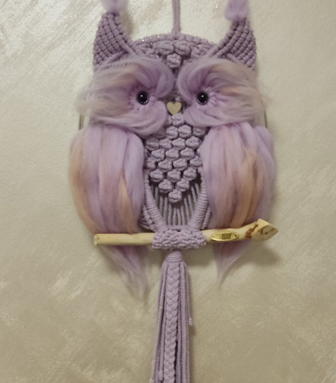 Macrame Owl With Wool Wings - Etsy