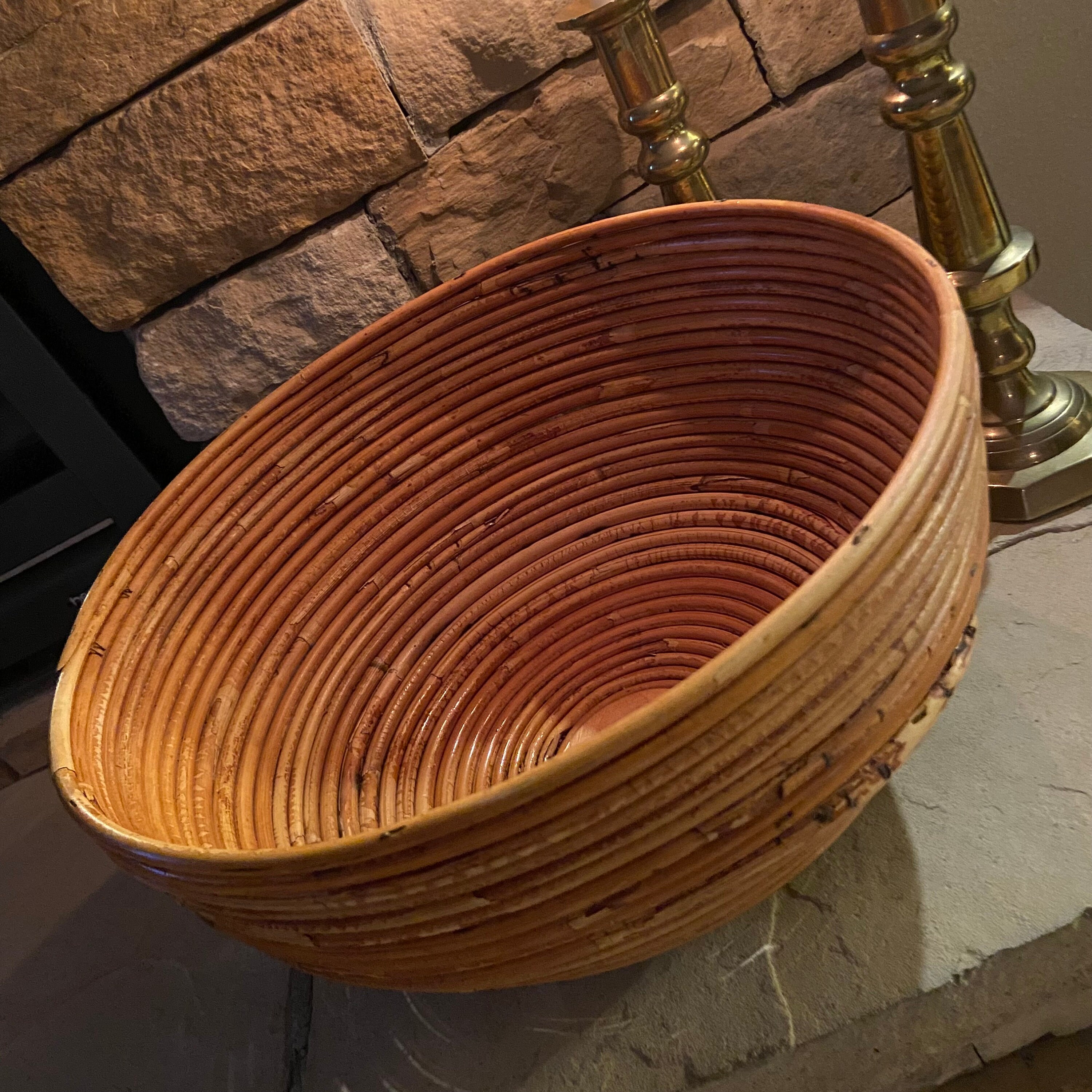 Large Vintage Italian Pencil Reed Bowl Italy Fabulous - Etsy