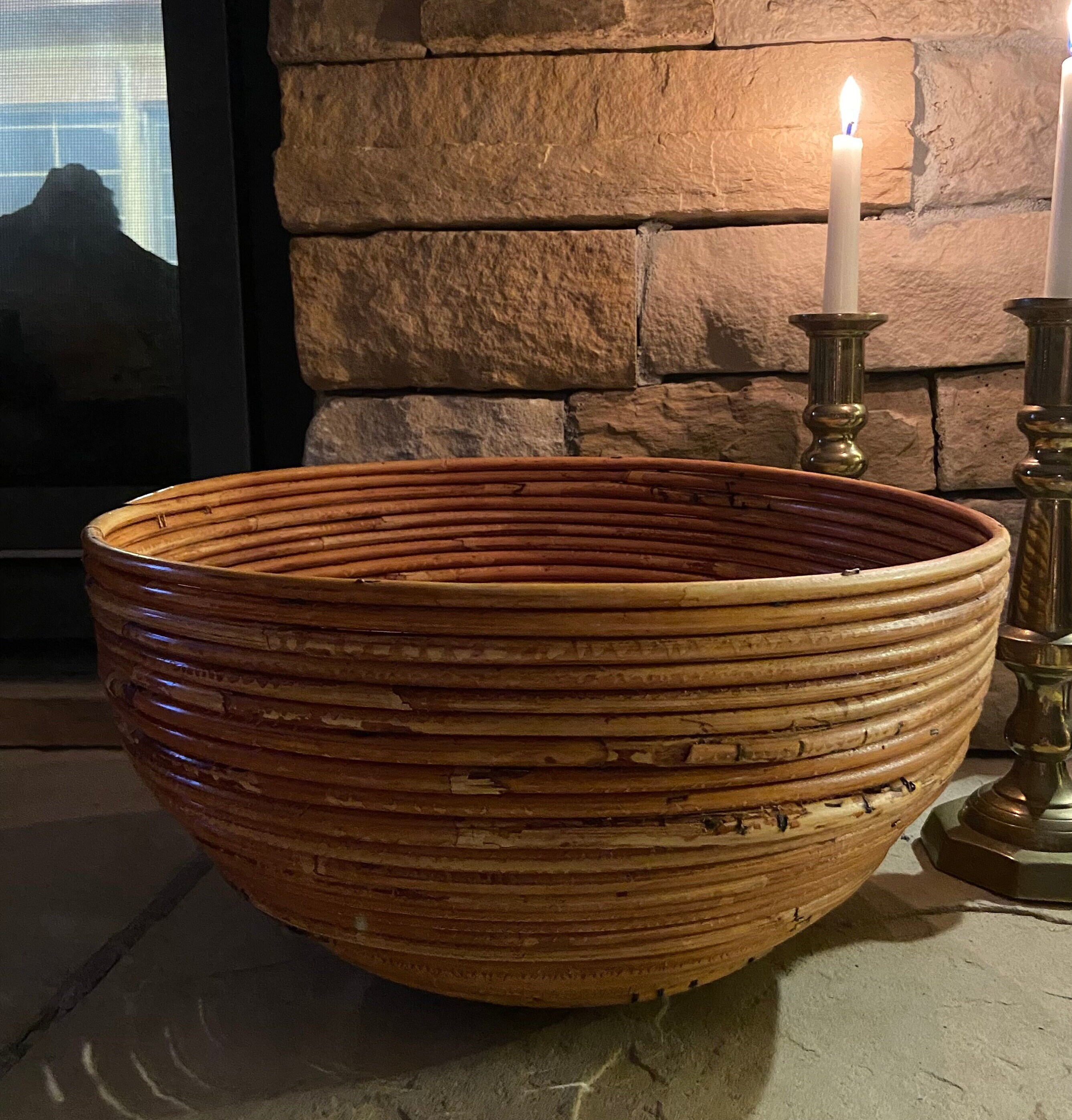 Large Vintage Italian Pencil Reed Bowl Italy Fabulous - Etsy