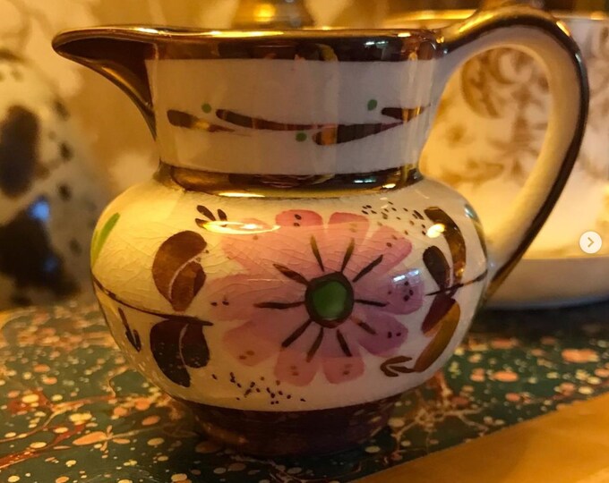 Vintage Old Castle Pottery Small Lustreware Creamer Unique Gift Decor ...