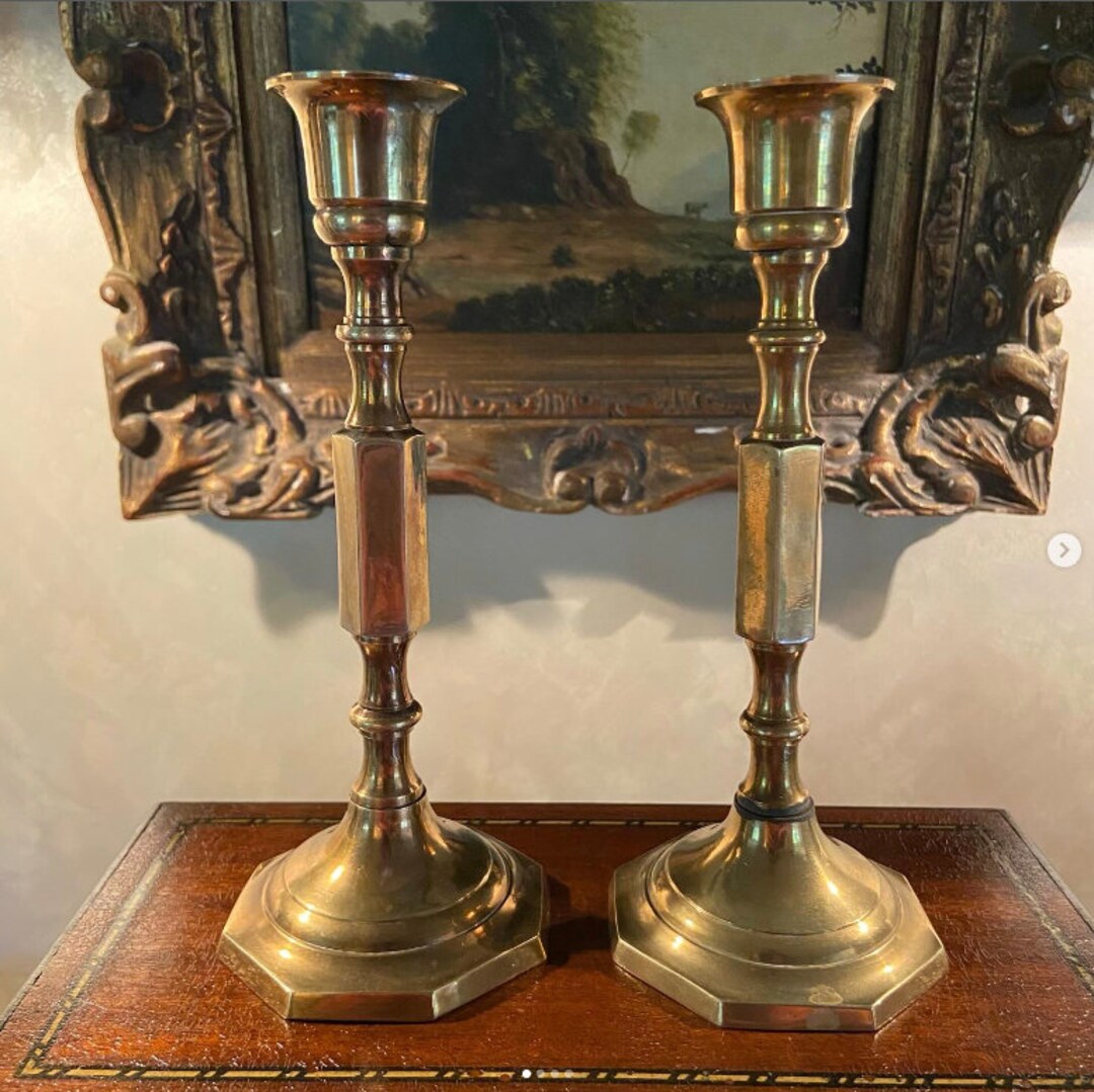 Vintage Solid Brass Candlestick Holders Classic Pair Gift Candlesticks ...
