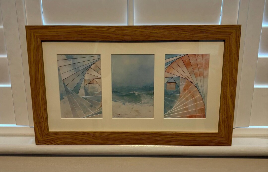 Ocean Waves Frame Iris Folded Art. Triple Image Frame, Ocean, Sea ...