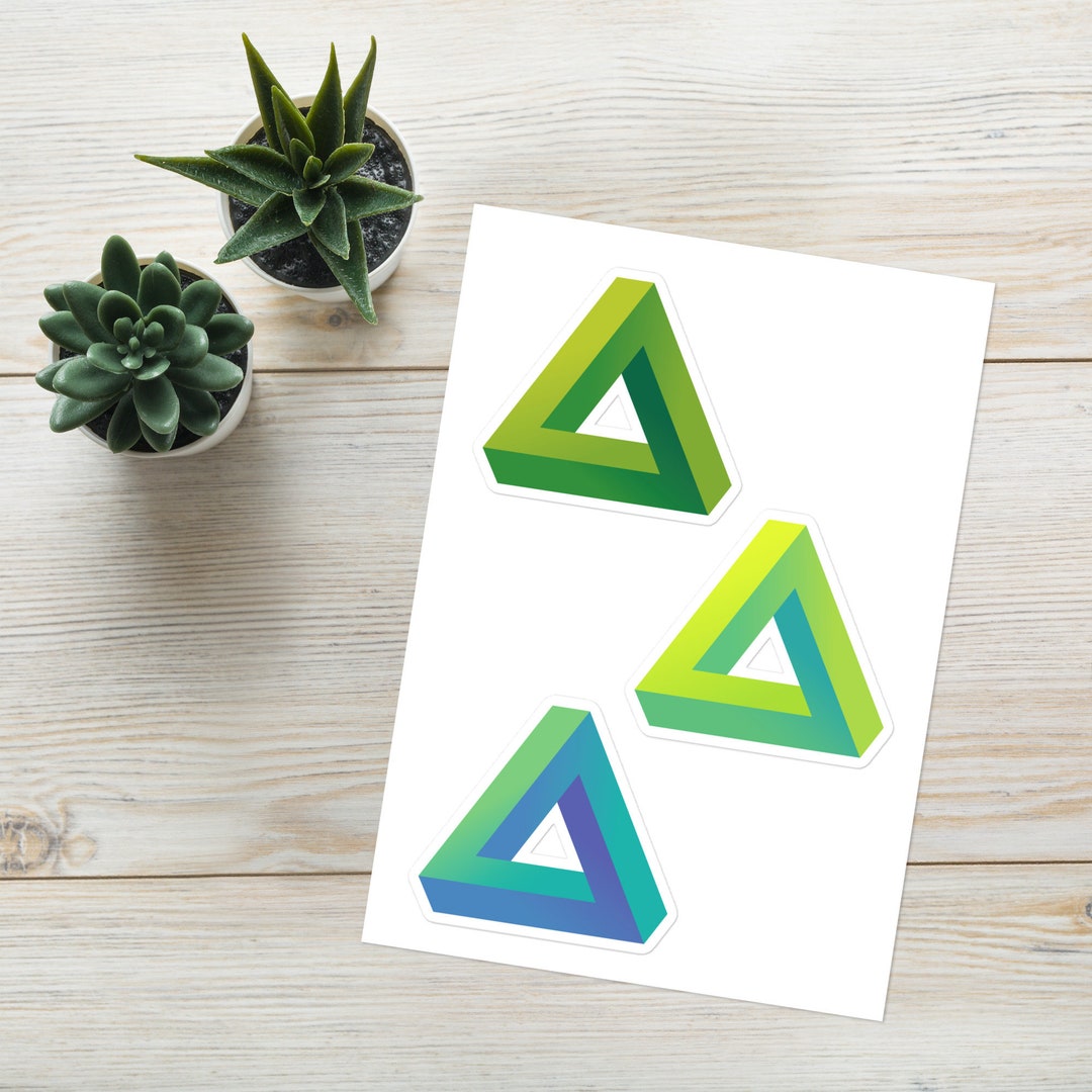 Penrose Triangle Geometric Vinyl Sticker Sheet Set of 3 - Green - Etsy