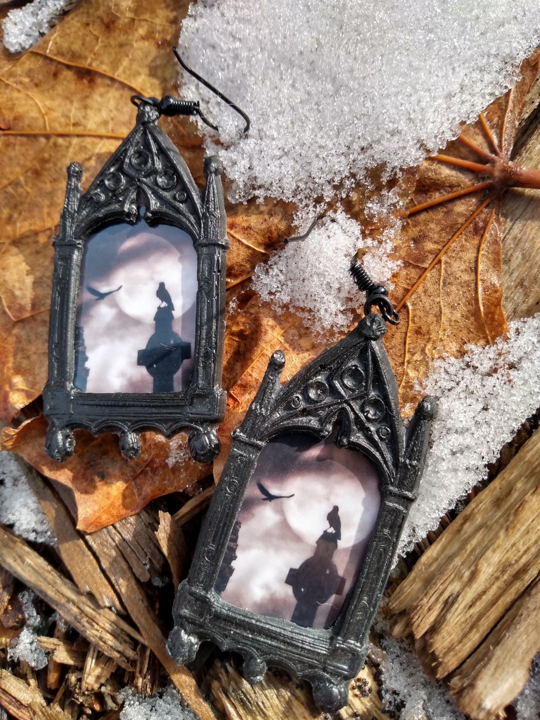 Gothic Raven and Tombstone Pendant Gothic Jewelry for the - Etsy